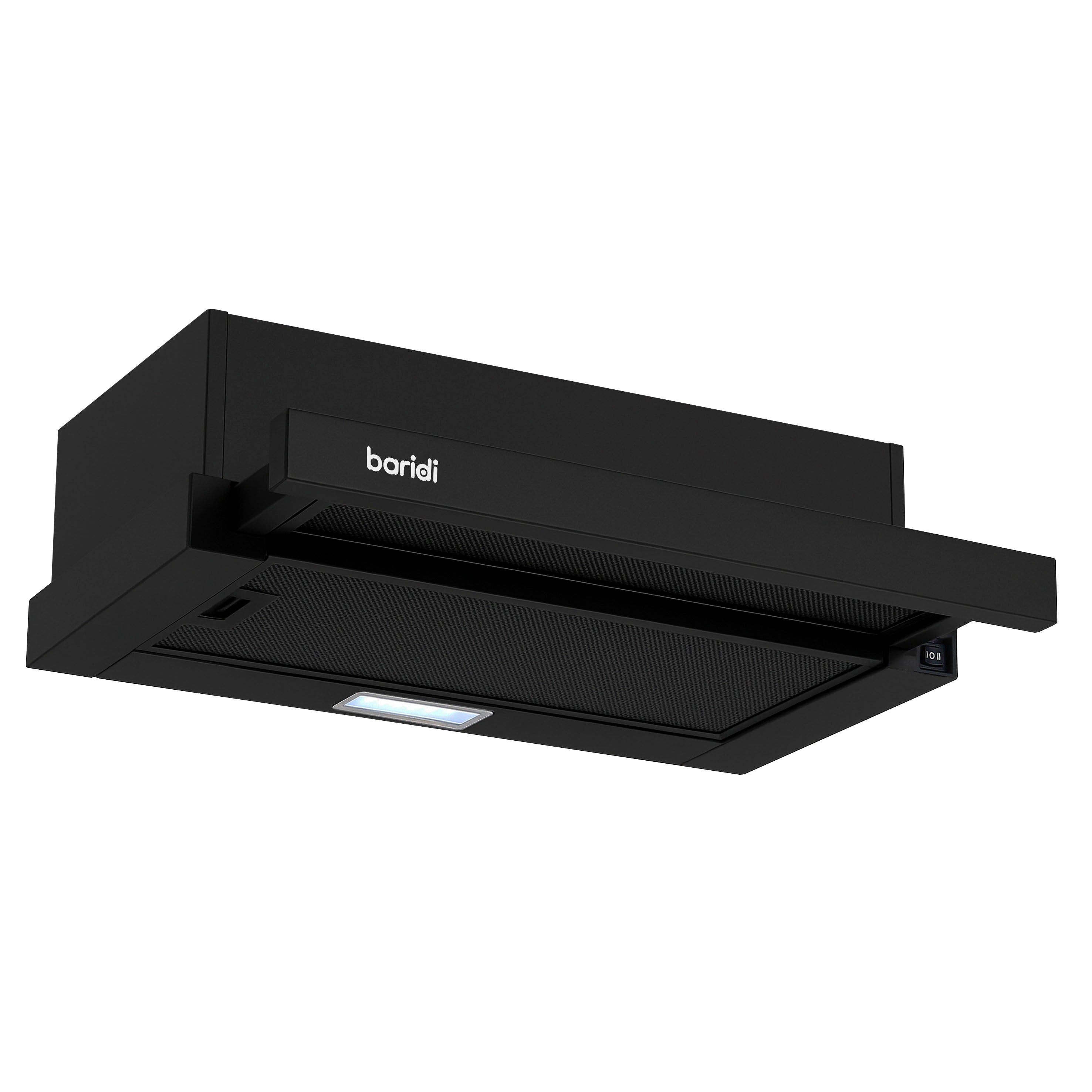Baridi Telescopic Cooker Hood, 60cm with Aluminium Filters, Black – DH